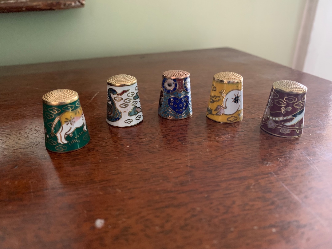 Vintage Set of 5 Cloisonne Thimbles 1960s - Etsy