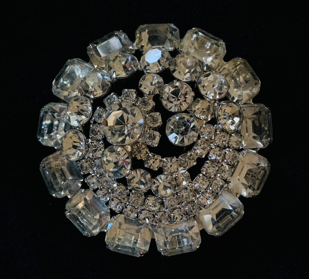 Vintage Icy Rhinestone Brooch 1950s Mid Century Bling - Etsy