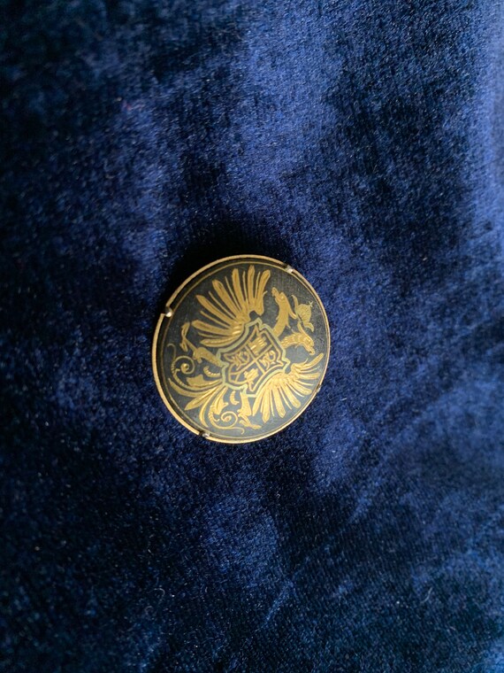 Vintage Double Headed Eagle Damascene Pin - Gem