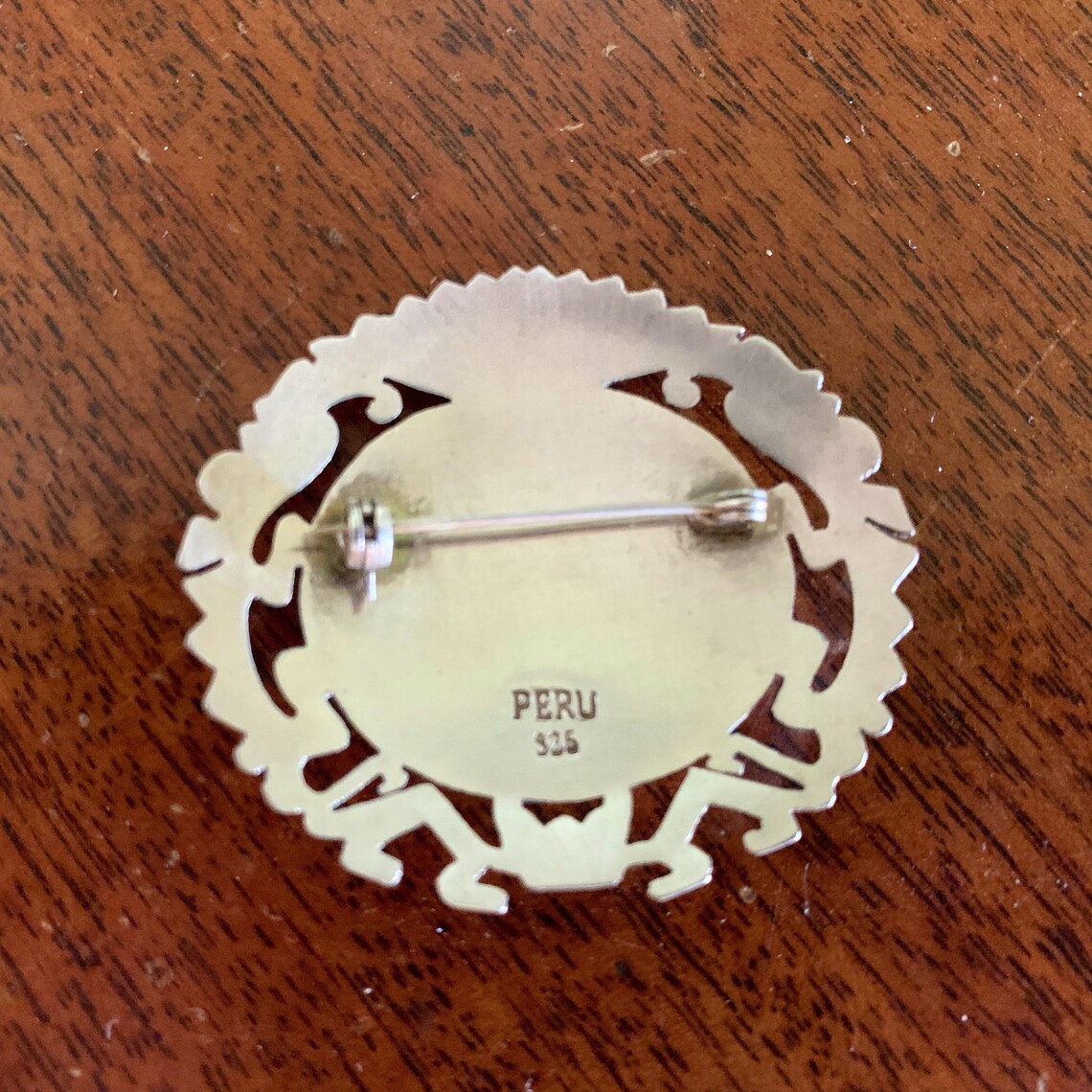 Vintage Peruvian Silver Oval Brooch Pin - Etsy