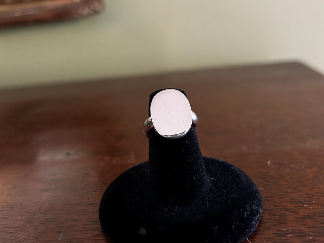 Vintage Sterling Silver Oval Signet Ring BLANK Size 4.75 - Etsy