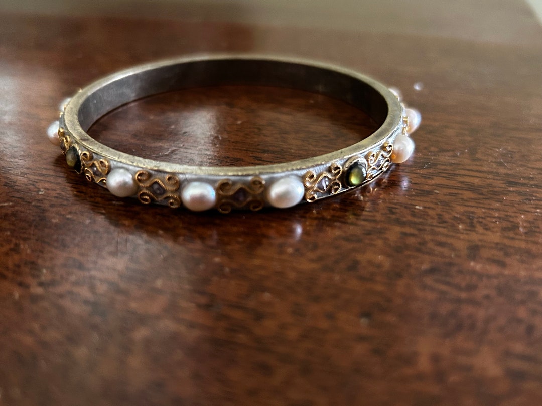 Vintage 1980s MICHAEL GOLAN Gold Plated Brass Pearl Bracelet - Etsy