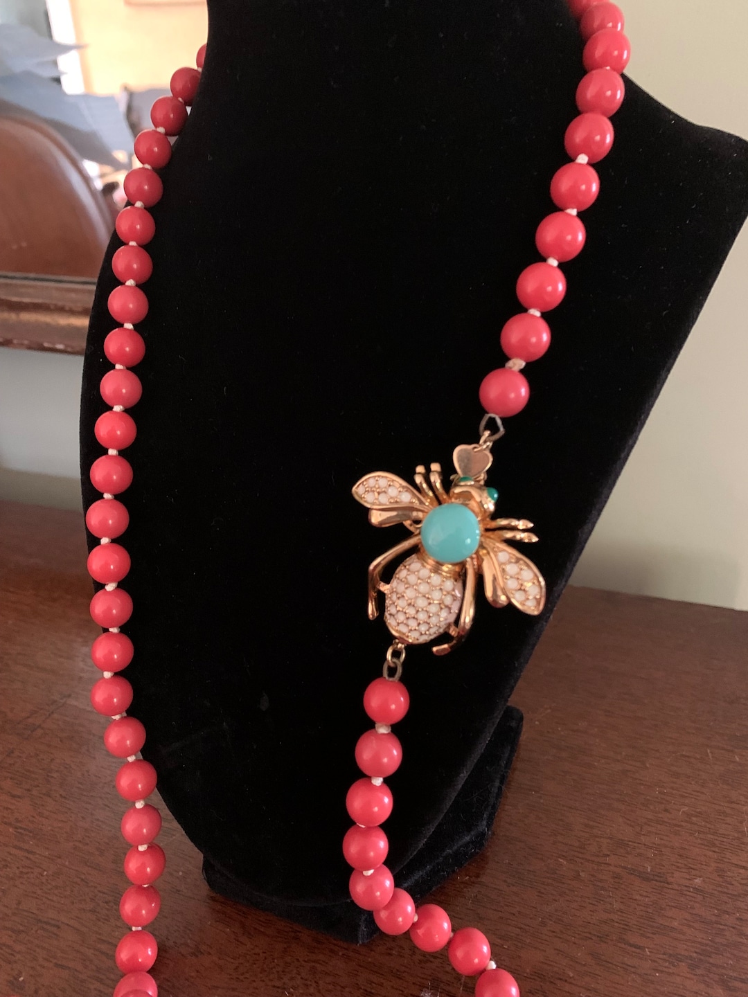 Vintage Opera Necklace With Bold Bee Clasp/brooch - Etsy