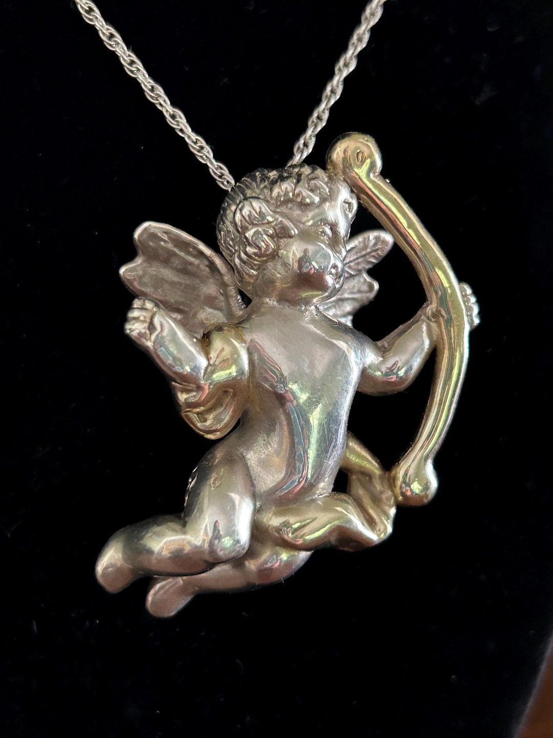 1980s Vintage Bat Ami Israel Cherub Brooch/pendant With Sterling Silver ...