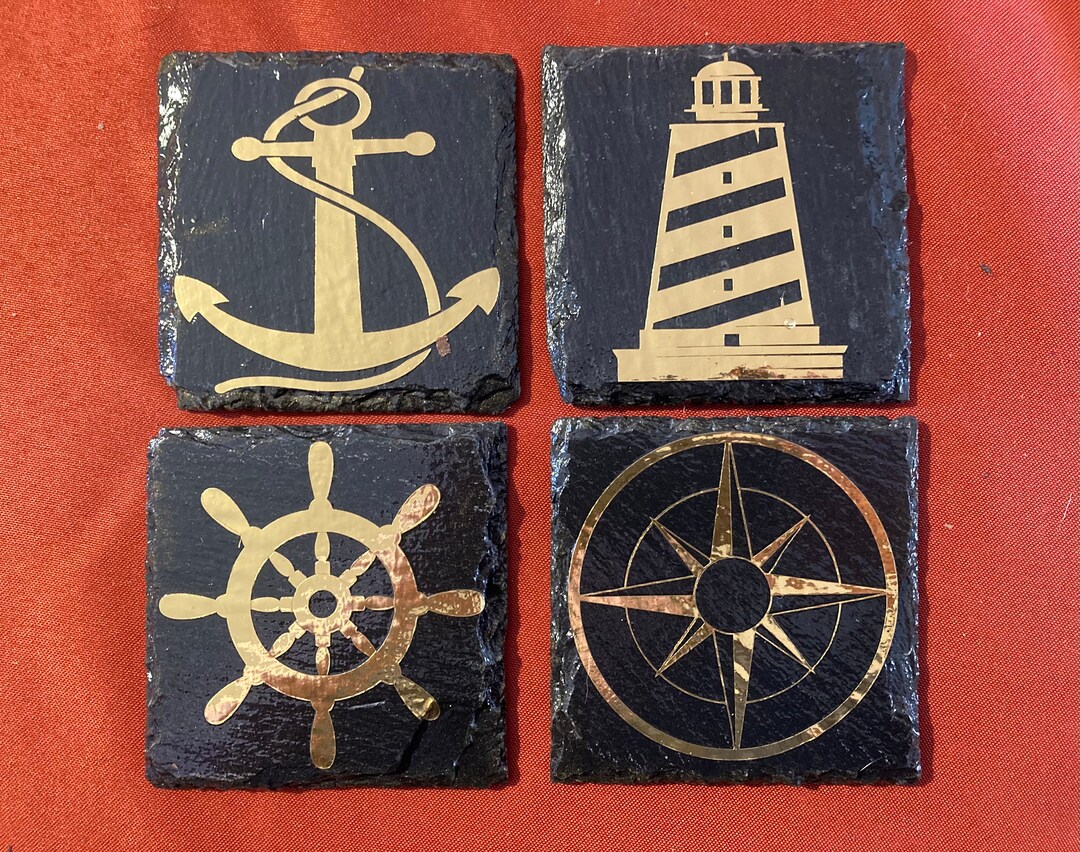 Nautical Beach Slate Coasters - Etsy