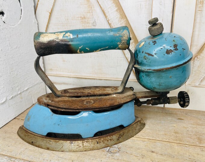 Vintage Aqua Blue Steam Iron, Antique Clothing Iron, Vintage Blue Iron ...