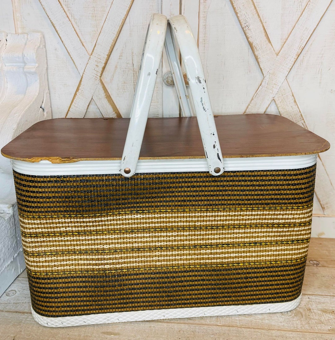Vintage Picnic Basket, Vintage Picnic, Antique Picnic Basket, Antique ...