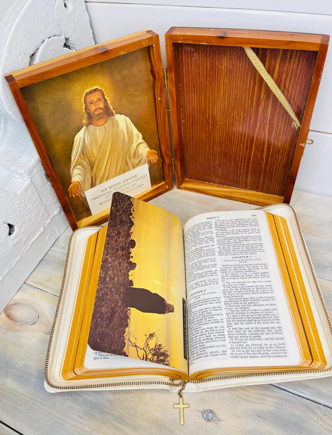 Vintage Wooden Holy Bible Box, Wooden Bible Box, Vintage Christian ...