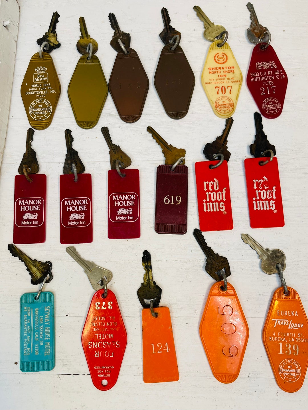 Vintage Red Roof Inn Room Key, Manor House Motor Inn Key, Sheraton Room ...