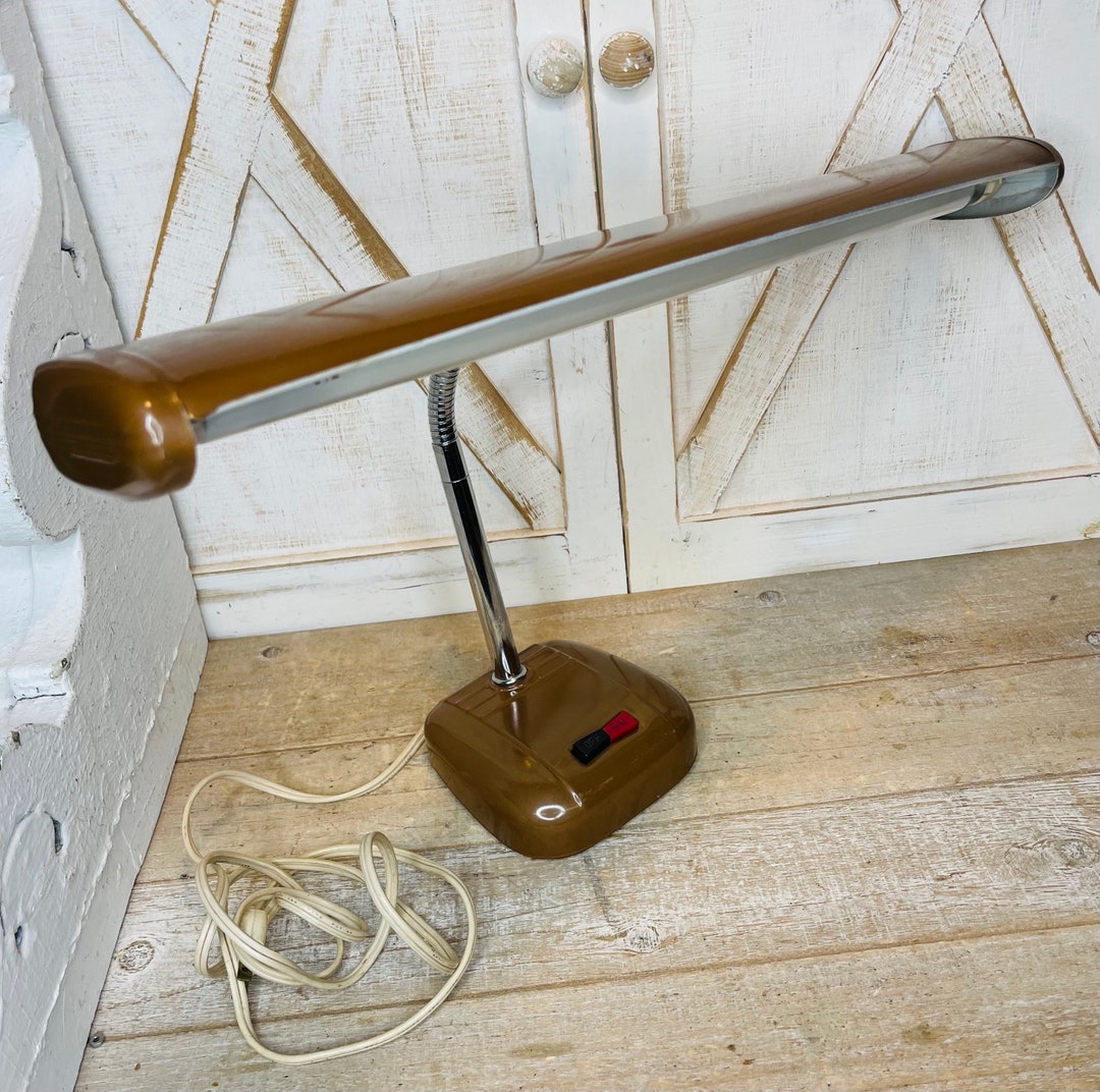 Retro Desk Lamp, Works, Vintage Brown Metal Desk Lamp, Man Cave - Etsy