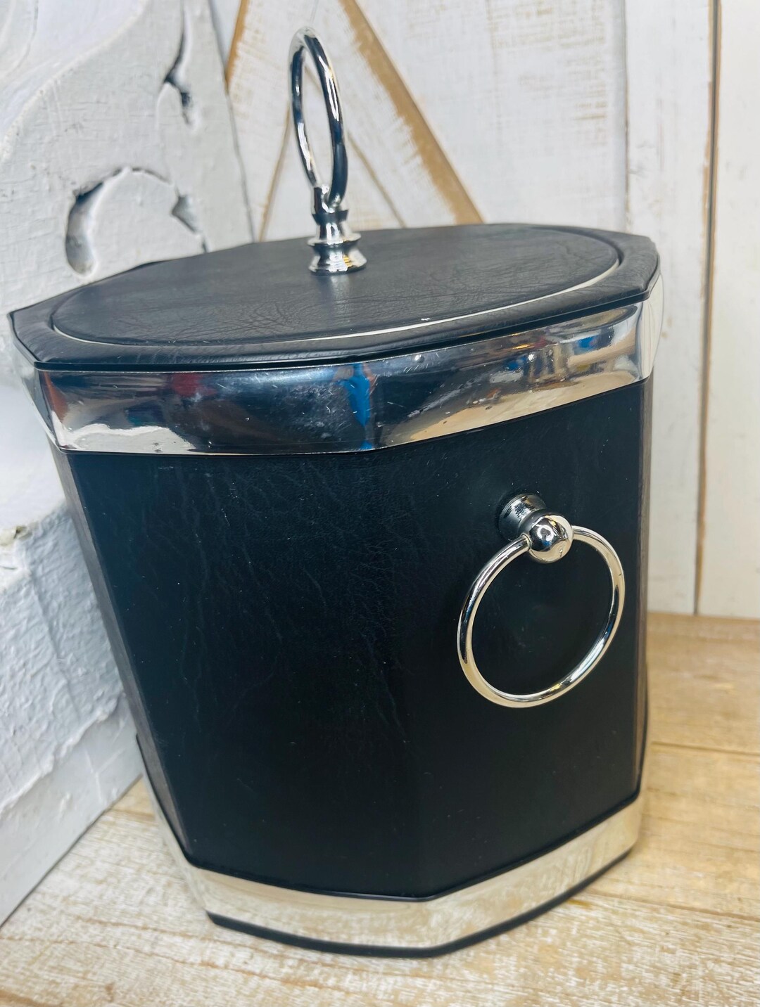 Retro Black Ice Bucket, Retro Ice Bucket, Retro Barware, Retro Boho Ice ...