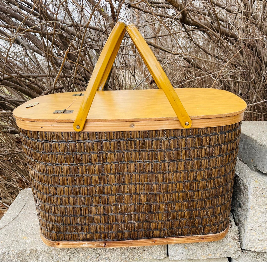 Vintage Picnic Basket, Vintage Picnic, Antique Picnic Basket, Antique ...
