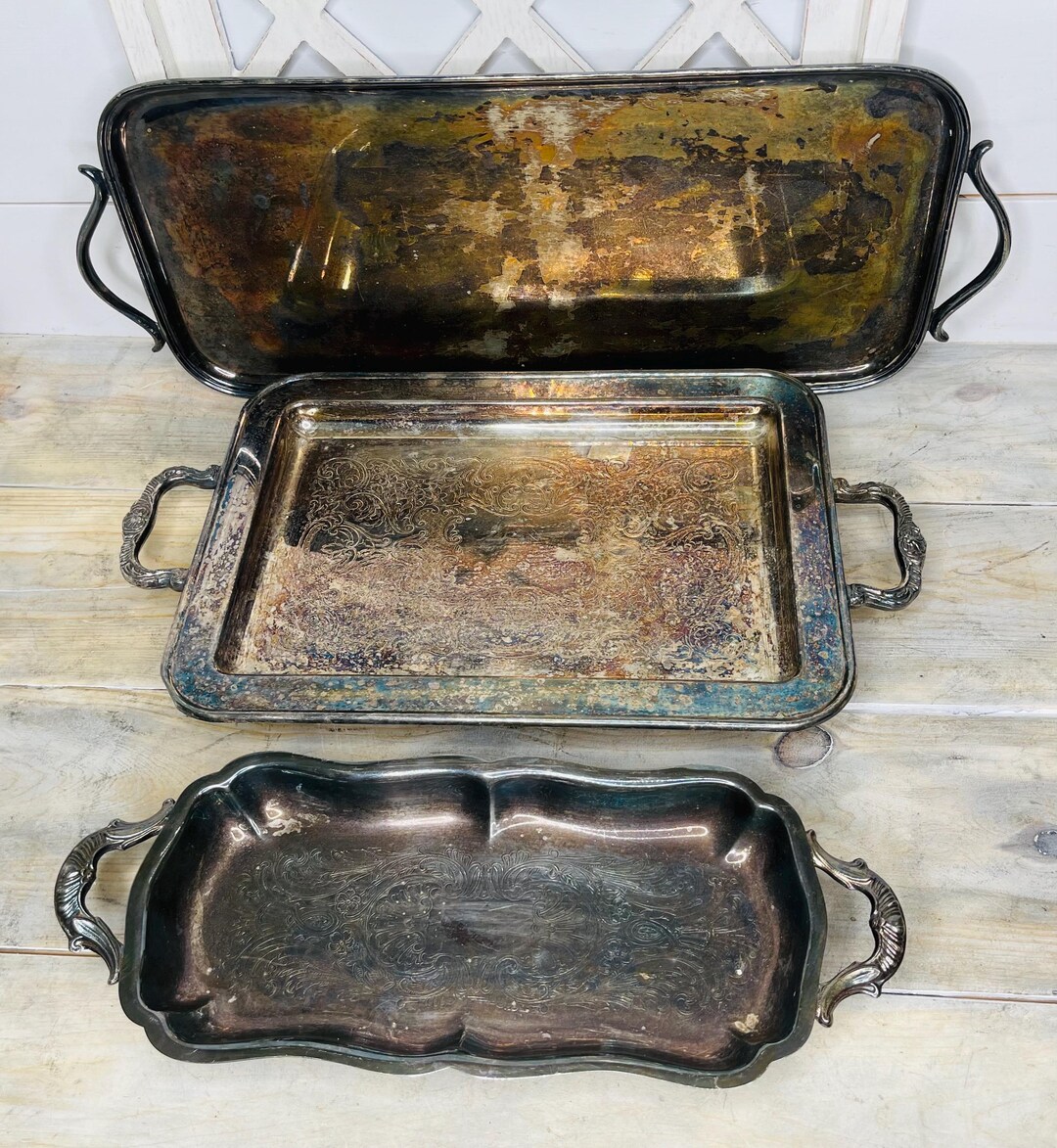 Vintage Silver-plated Rectangular Serving Tray, Silver Plated Platter ...