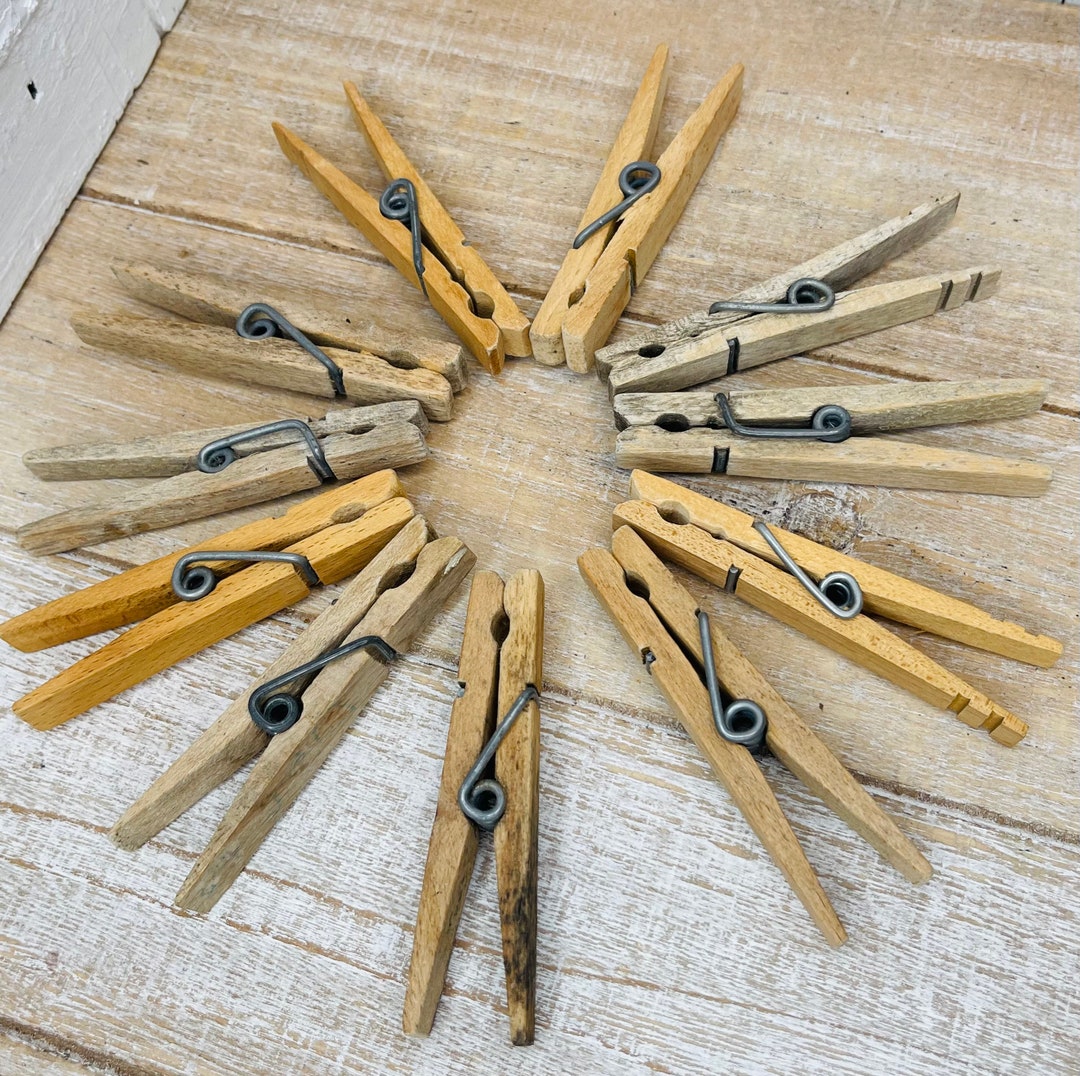 Vintage Wooden Clothing Pins, 10, Vintage Wooden Clothing Clips ...