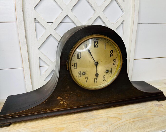 Antique Wooden Mantle Clock, Vintage Mantle Clock With Chime Parts or ...