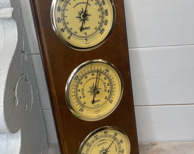Vintage Wooden Springfield Weather Station, Wall Barometer Weather ...