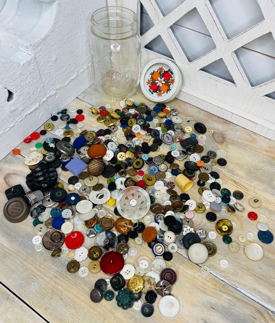 Vintage Jar Full of Buttons, Vintage Button Collection, Vintage Button ...