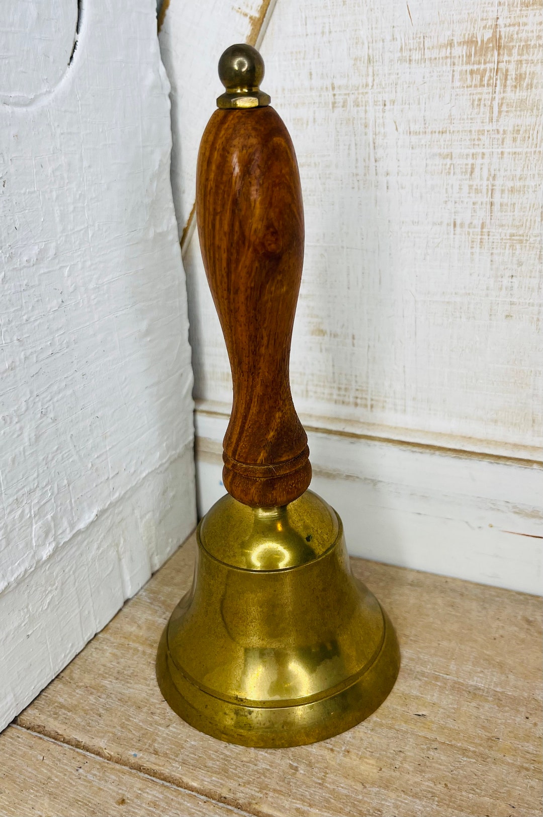 Vintage Wooden Handle Bell, Vintage Brass Hand Bell - Etsy