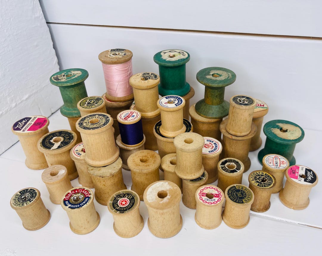 Vintage Wooden Thread Spools, 35 Spools, Vintage Wood Wooden Thread ...