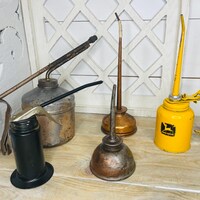 Large 5 Reproduction Vintage Oil Tin Cans Display Props Gas Station ...