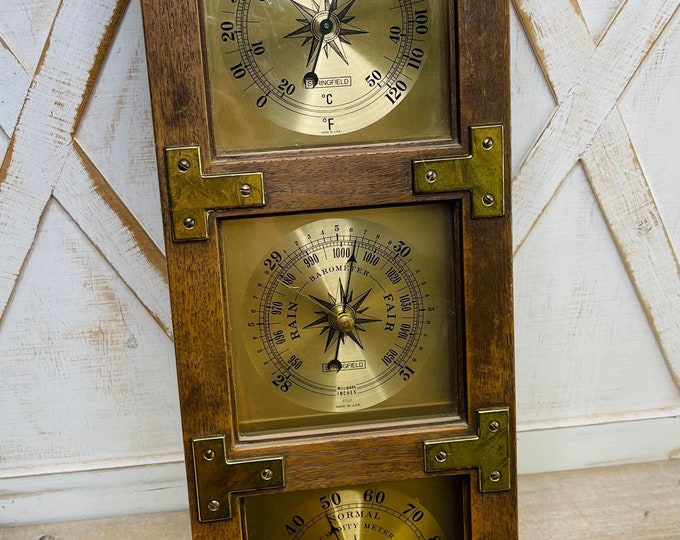 Vintage Springfield Plastic Wood Inspired Frame Weather Station ...