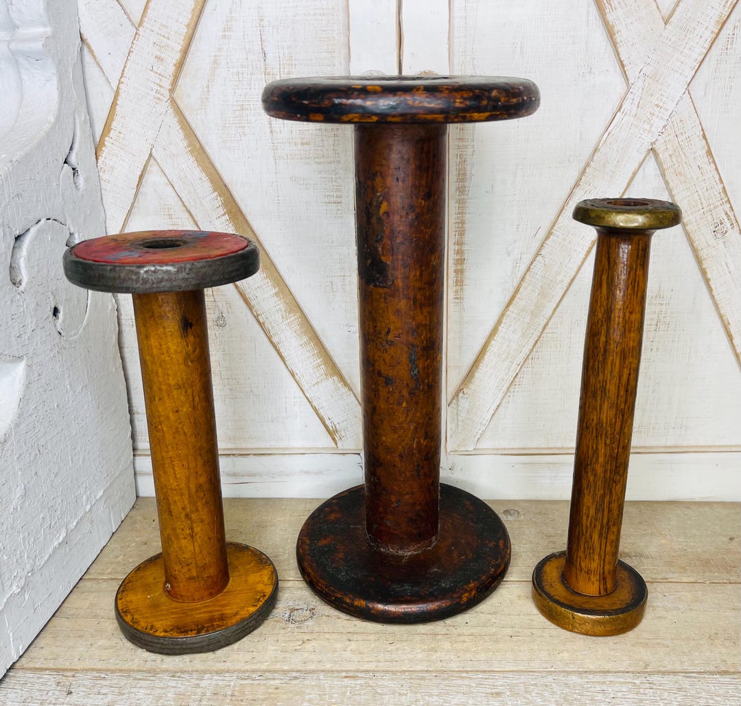 Vintage Wood Industrial Spool, Vintage Industrial Farmhouse, Vintage ...