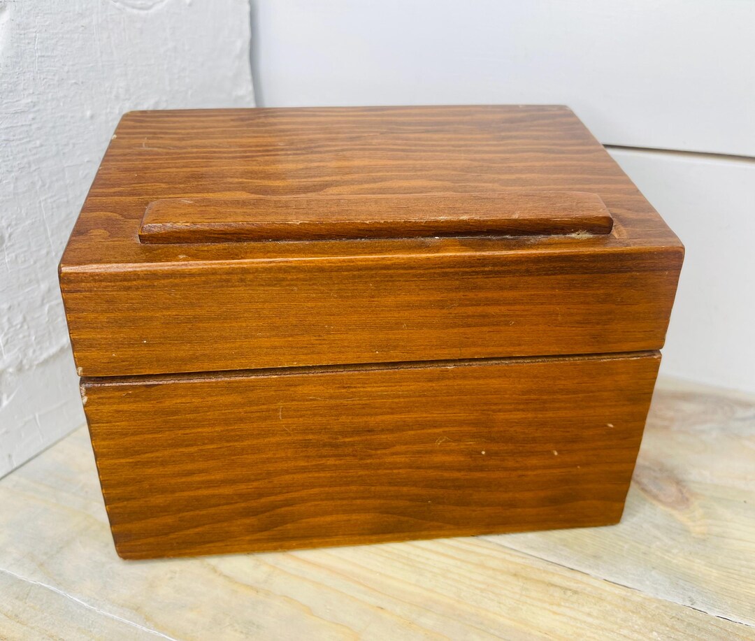 Vintage Recipe Wooden Box, Vintage Recipe Box, Vintage Wooden Recipe Box, Wooden Recipe Box ...