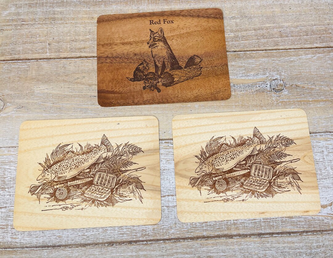 Vintage Wooden Postcards, 3 Wooden Postcards, Red Fox Wooden Postcard ...