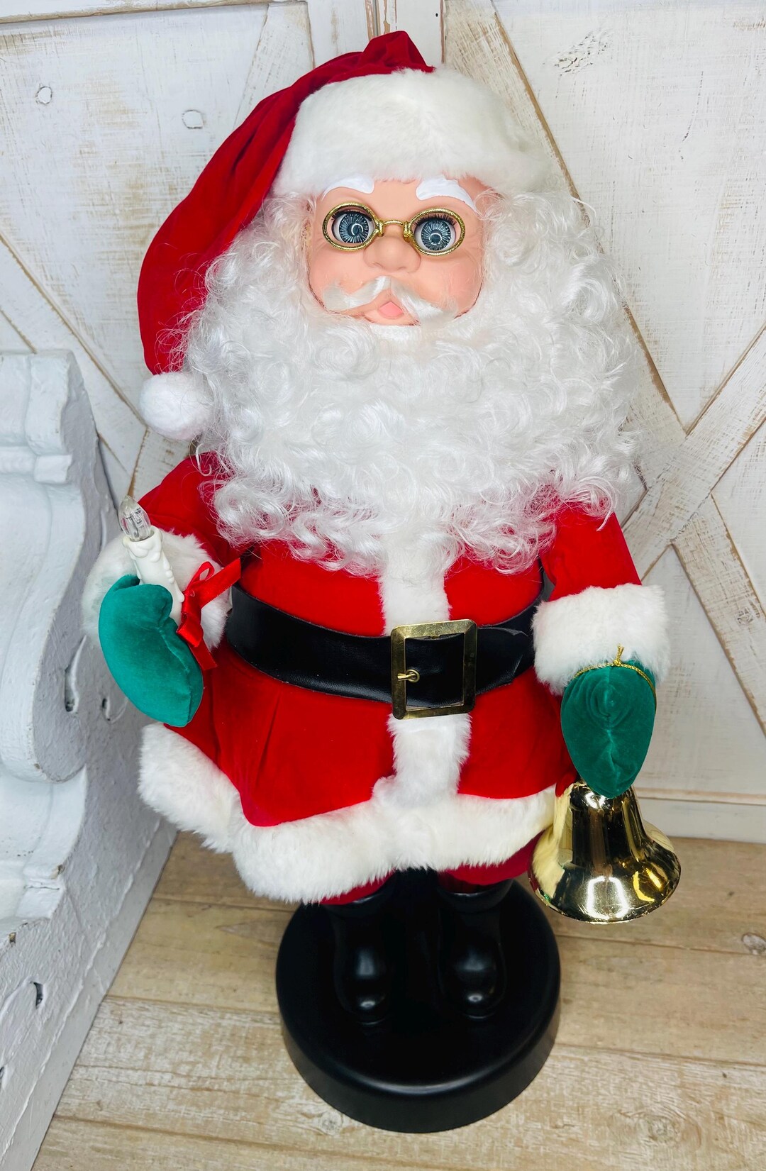 Vintage Tall Illuminated Moveable Santa Statue, 1980s, Vintage Santa ...