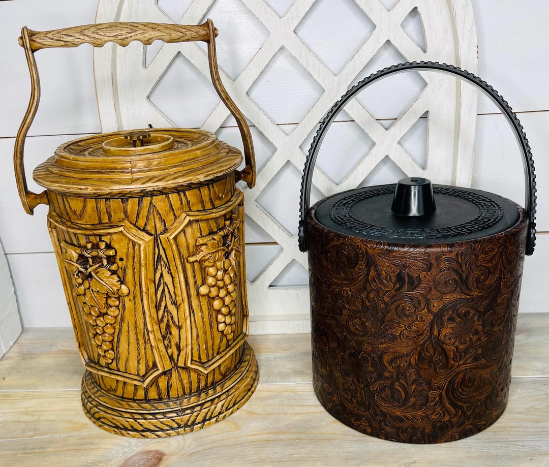 Retro Ice Bucket, Retro Boho Ice Bucket, Ice Bucket, Mid Century Modern ...