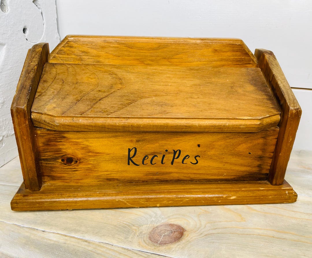 Vintage Recipe Wooden Box, Vintage Recipe Box, Vintage Wooden Recipe Box, Wooden Recipe Box ...