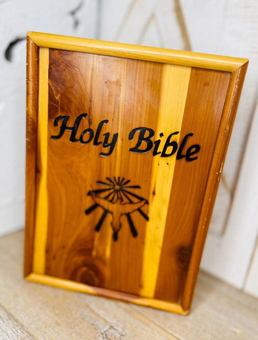 Vintage Wooden Holy Bible Box, Wooden Bible Box, Vintage Christian ...
