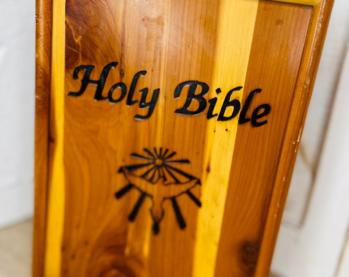 Vintage Wooden Holy Bible Box, Wooden Bible Box, Vintage Christian ...