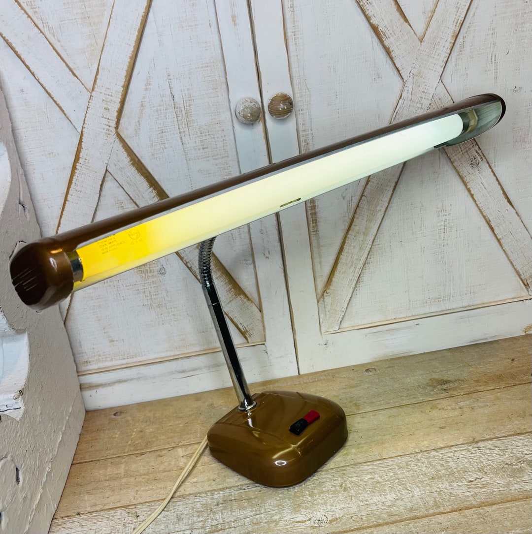 Retro Desk Lamp, Works, Vintage Brown Metal Desk Lamp, Man Cave - Etsy