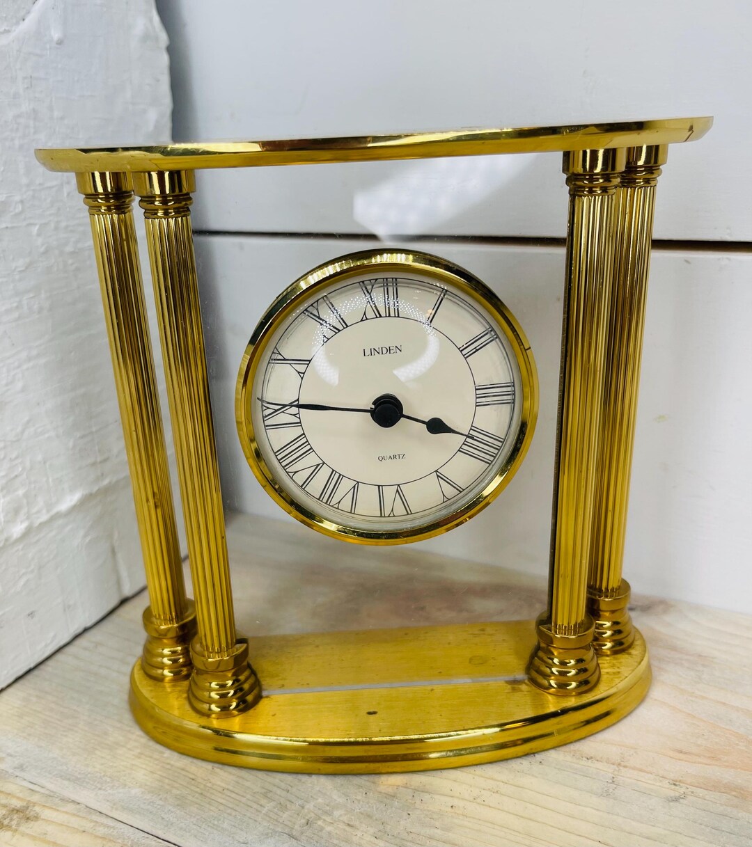 Vintage Brass Desktop Clock, Vintage Linden Desktop Clock - Etsy