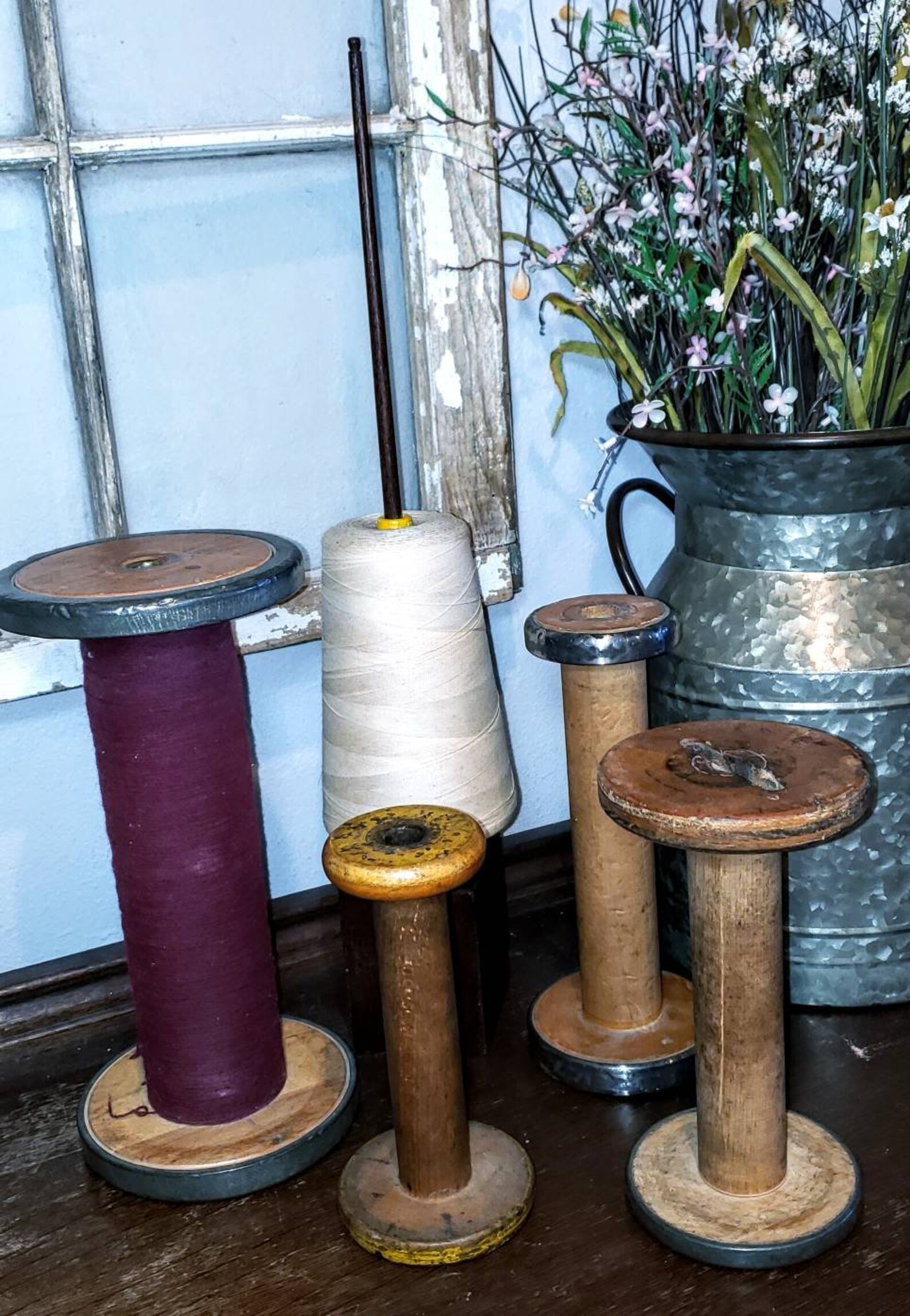 Vintage Wood Industrial Spool Vintage Industrial Farmhouse | Etsy