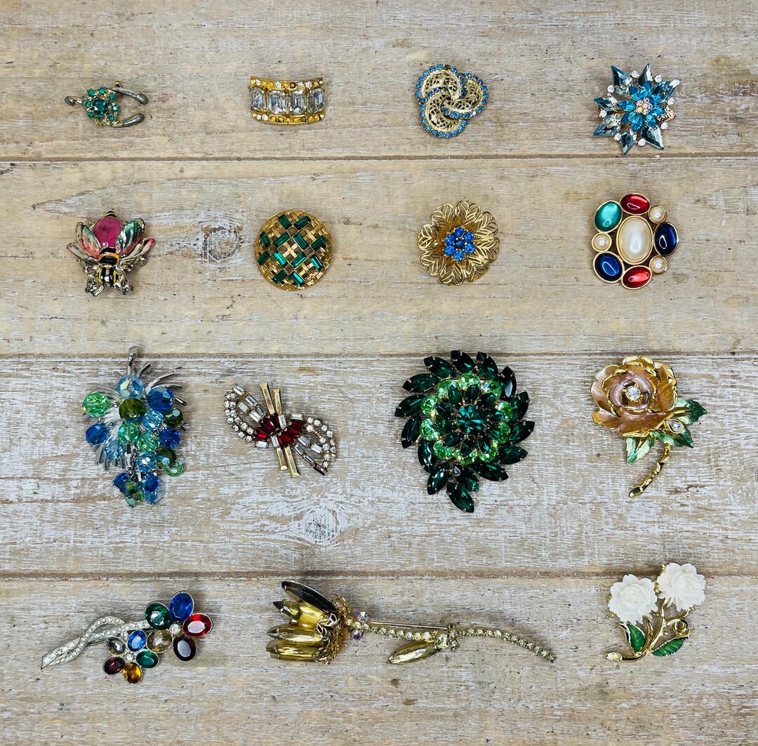 Vintage Costume Brooch, Vintage Pearl Brooch, Vintage Gold Color Brooch ...