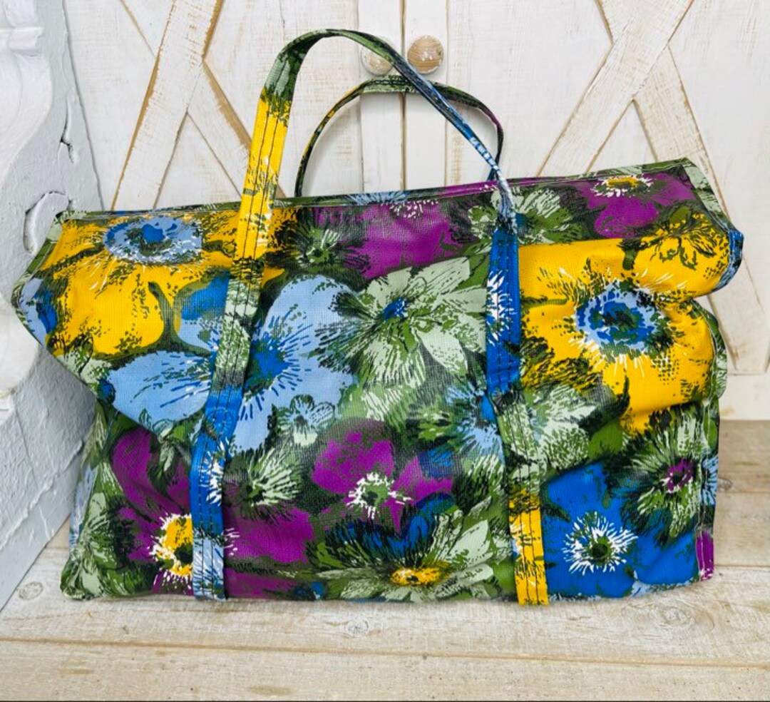 Vintage Plastic Food Tote, Retro Floral Insulated Food Tote, Vintage ...