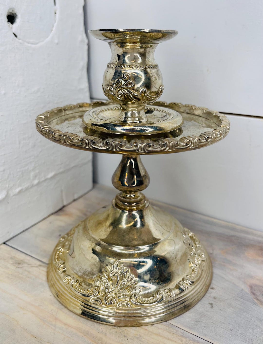 Vintage Fancy Large Silverplated Candlestick - Etsy