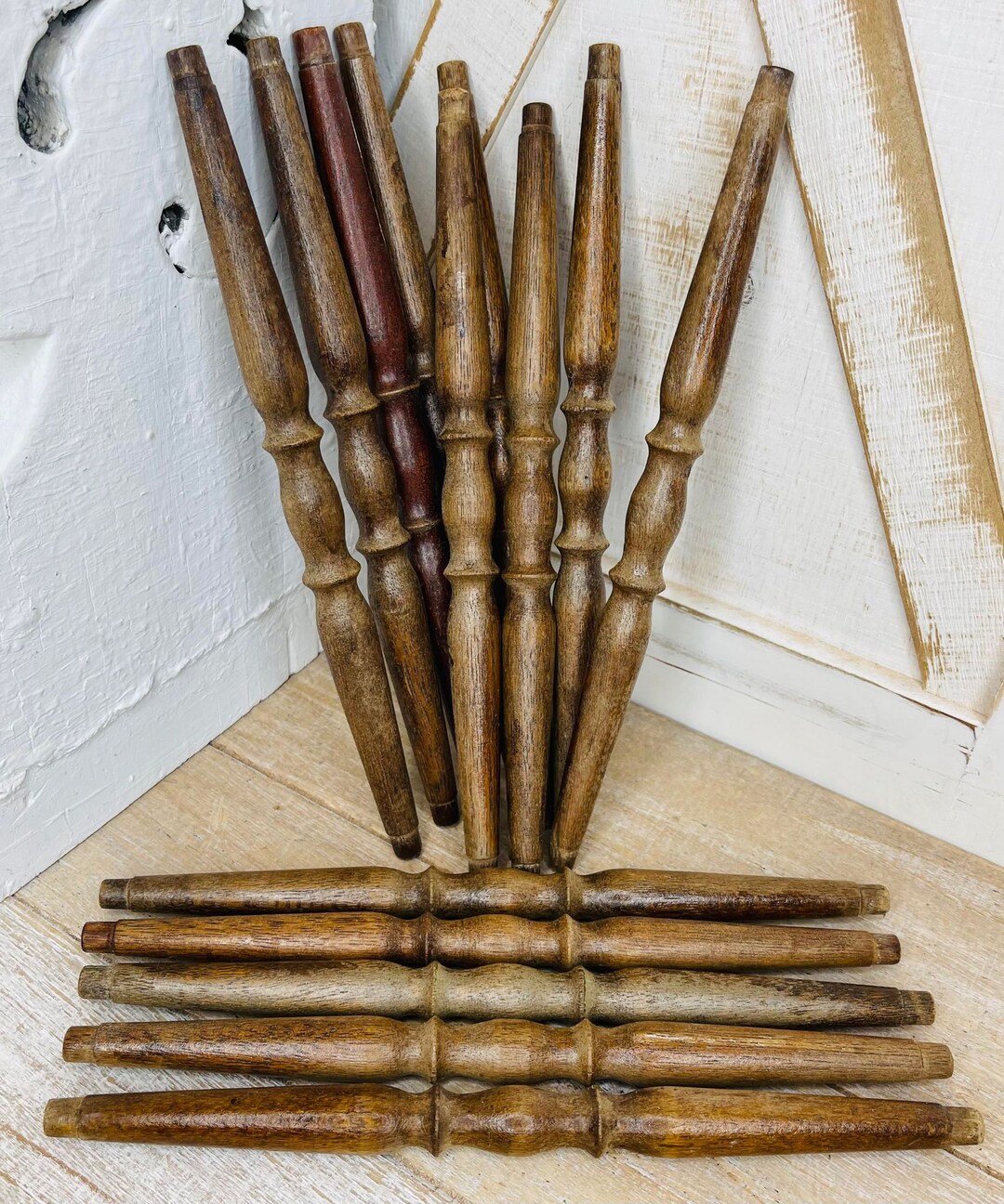 Vintage Salvaged Wood Spindles 9 Inches Long, Sold Separately, Vintage Turned Hardwood Spindles ...