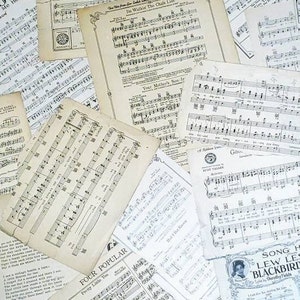 Vintage Music Sheets, 15 Large Vintage Music Sheets, Antique Musical ...