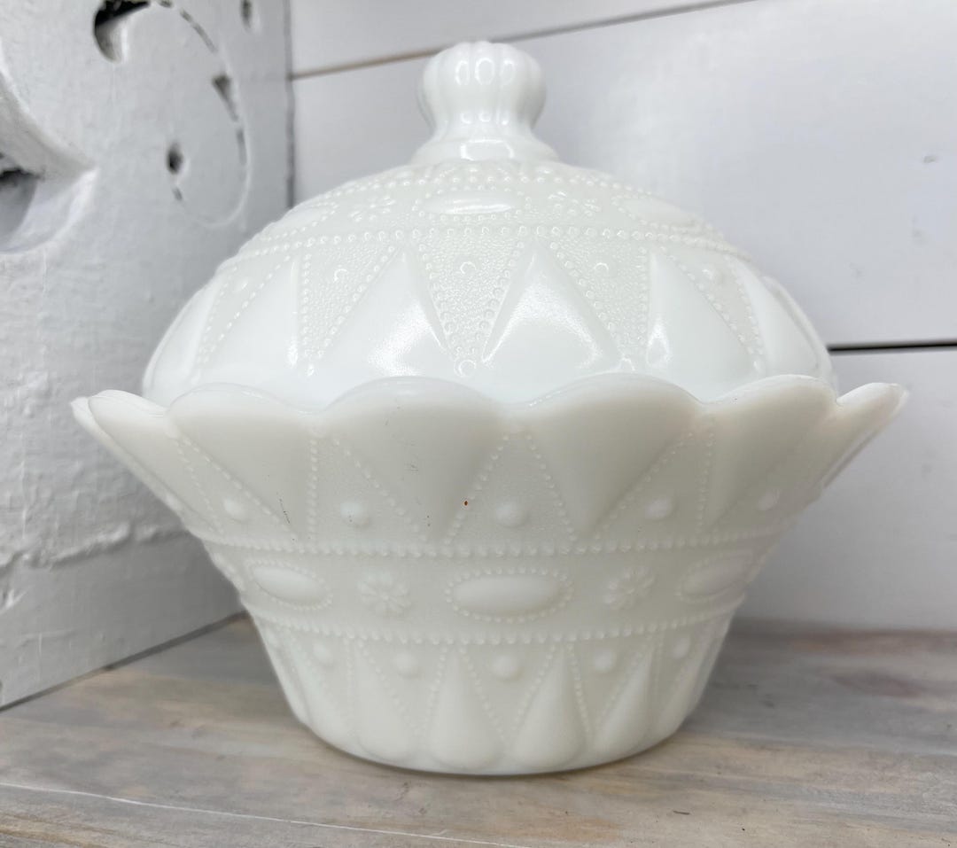 Vintage Milk Glass Candy Dish, Vintage Milk Glass Decorative Dish ...