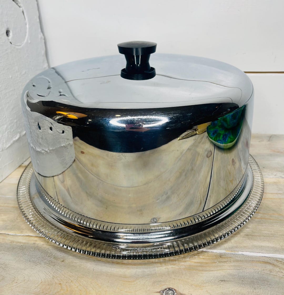 Vintage Metal Cake Cover Stand, Vintage Travel Cake Carrier, Vintage ...