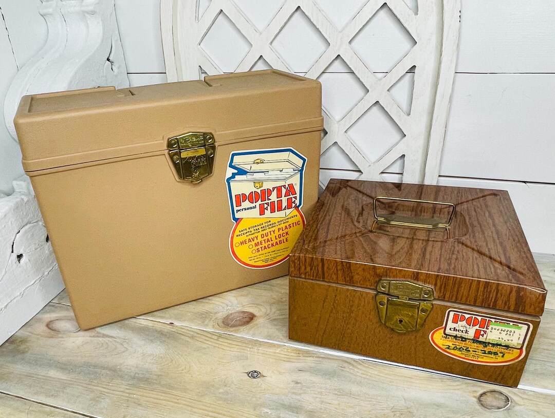 Vintage Porta Personal Plastic Travel File Box, Vintage Metal Check ...
