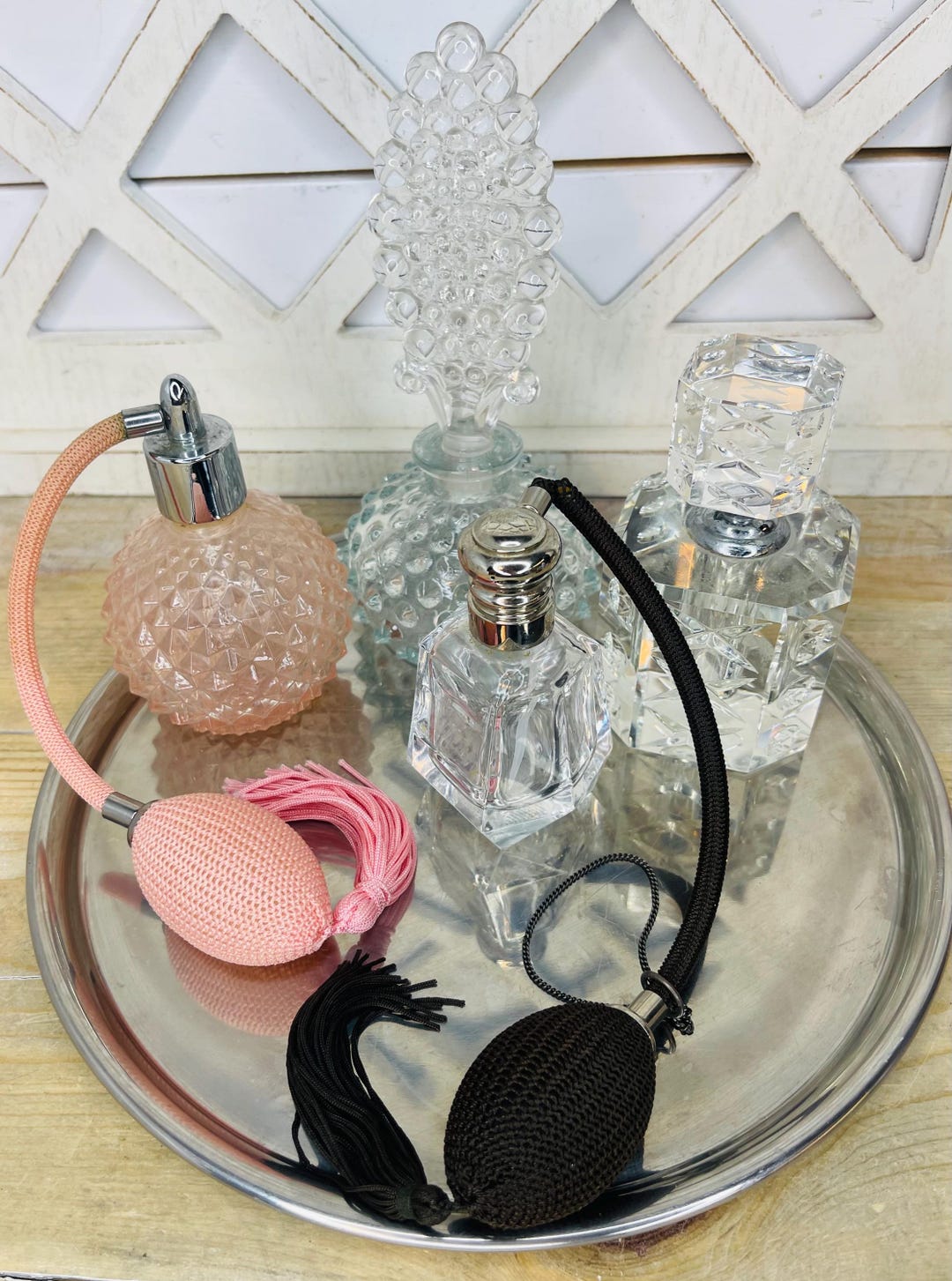 Vintage Large Crystal Perfume Atomizer, Black Bulb Tassel Bottle - Etsy