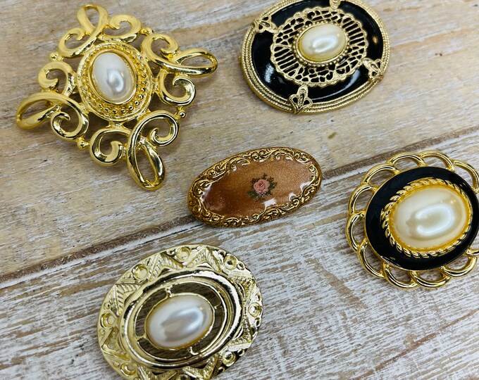 Vintage Fancy Brooch, Antique Pearl Brooch, 1980s, Retro Brooch - Etsy