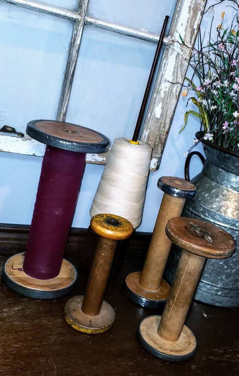 Vintage Wood Industrial Spool Vintage Industrial Farmhouse - Etsy