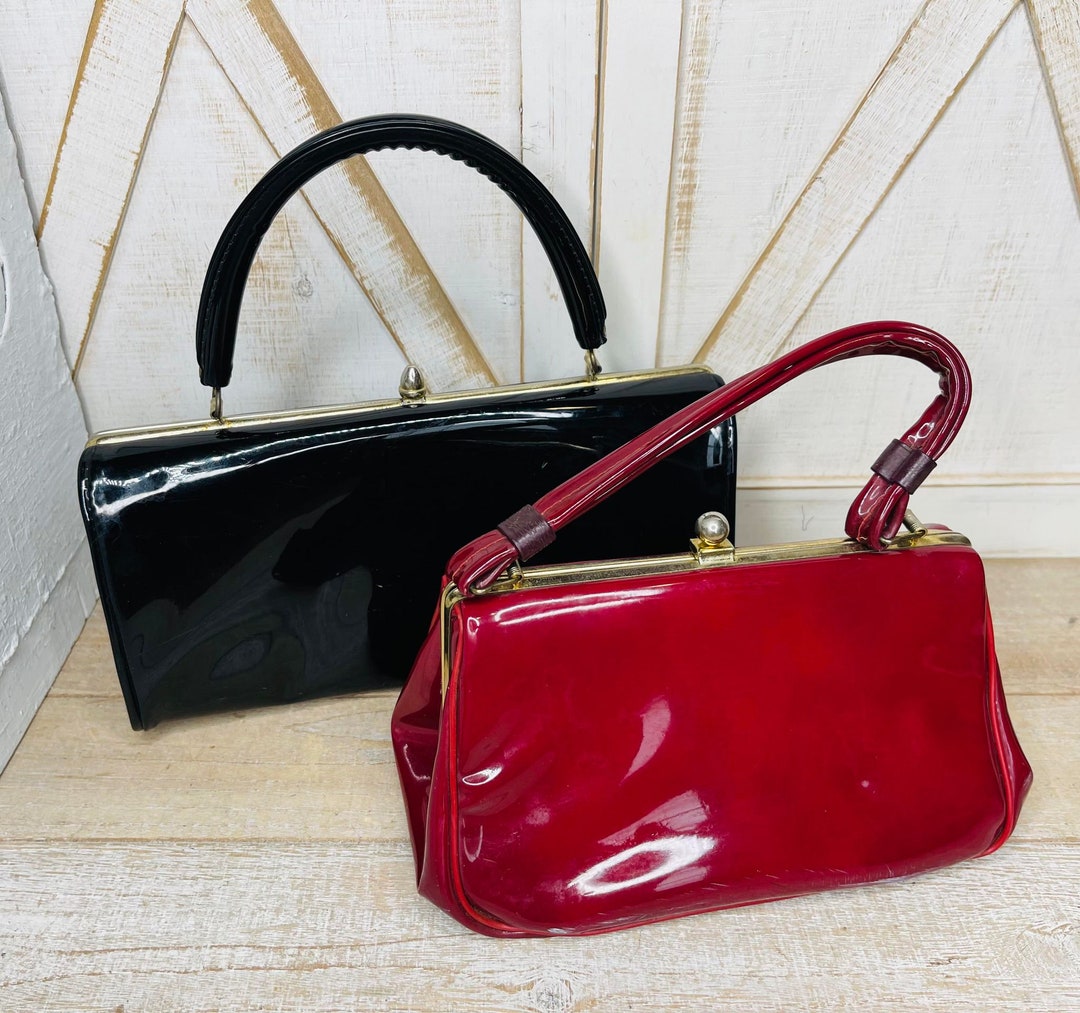 Vintage Small Handbag, Vintage Black Clutch Purse, Vintage Red Purse ...
