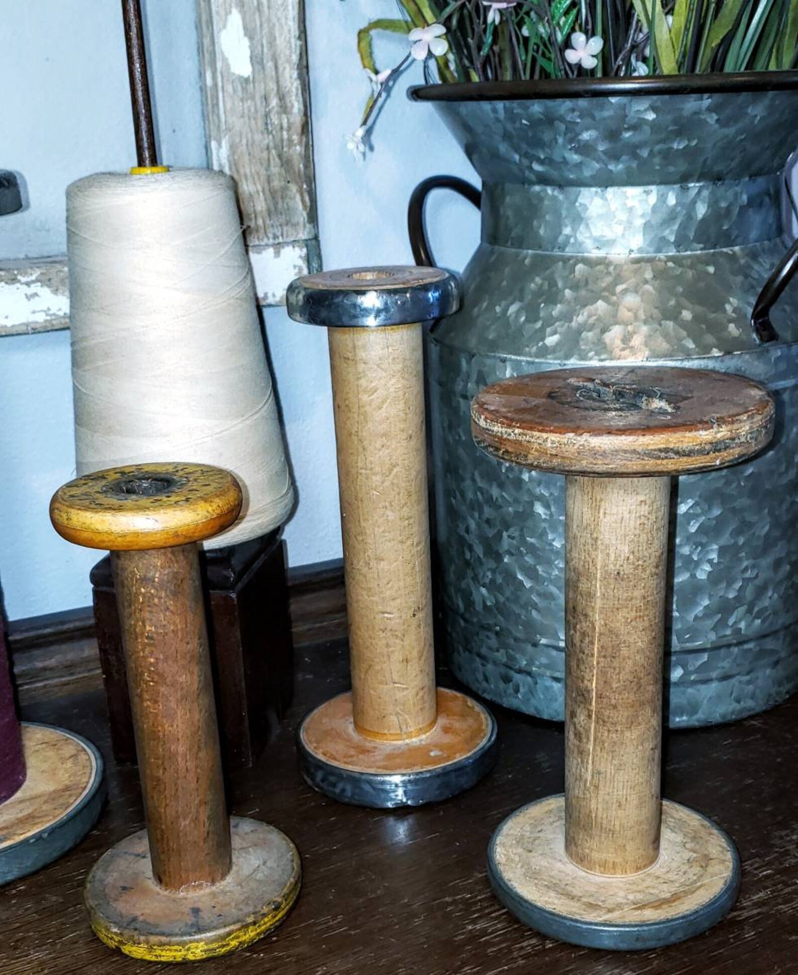 Vintage Wood Industrial Spool Vintage Industrial Farmhouse | Etsy