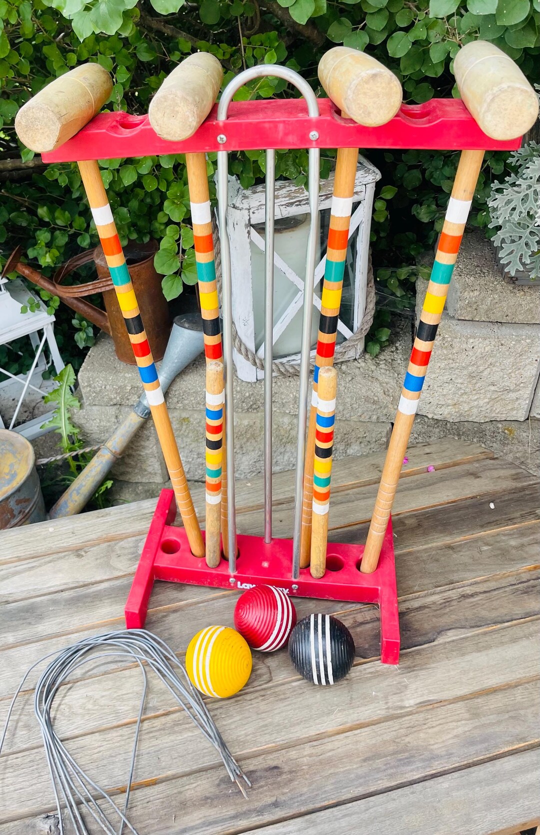 Vintage Croquet Set W Stand, 3 Ball, Retro Croquet Set, Croquet Plastic ...